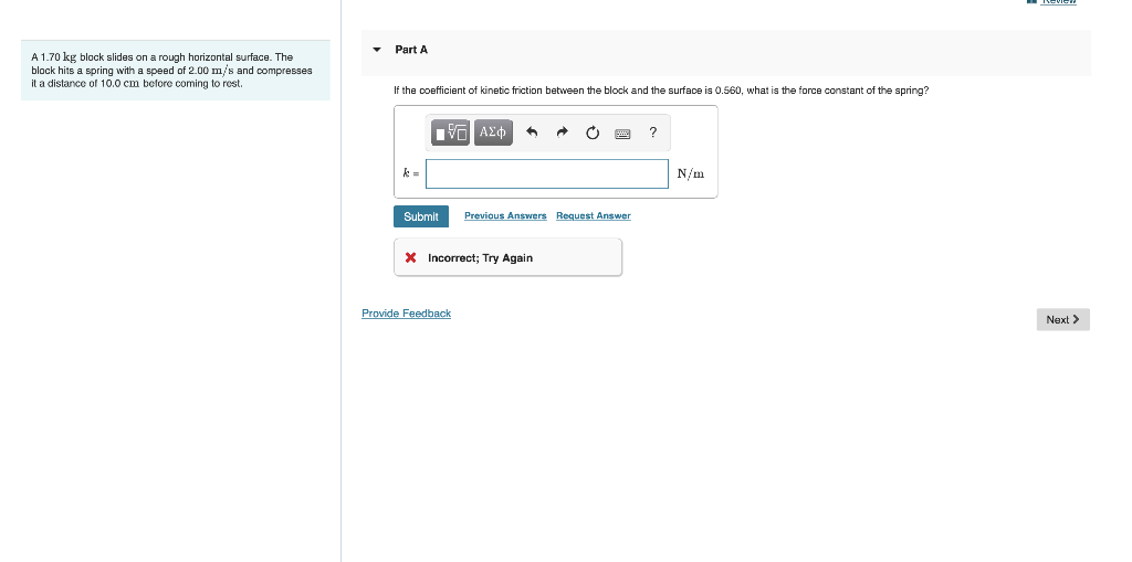 Solved A 1.70 kg block slides on a rough horizontal surface. | Chegg.com