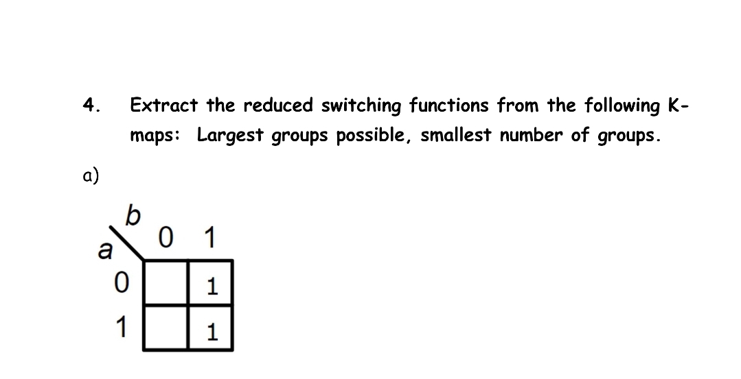 Solved 4. ﻿Extract the reduced switching functions from the | Chegg.com