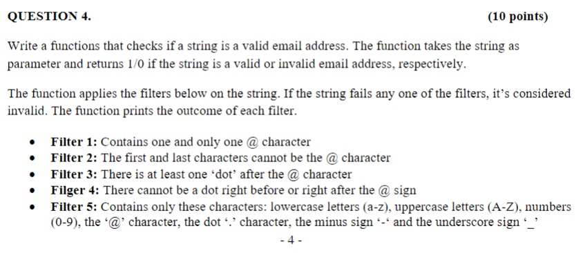 Solved QUESTION 4. (10 points) Write a functions that checks | Chegg.com