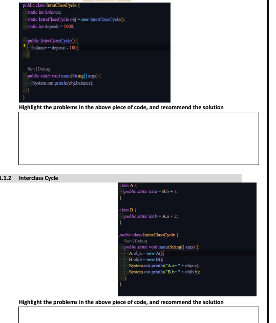 public class IntraClassCycle static int balance: | Chegg.com