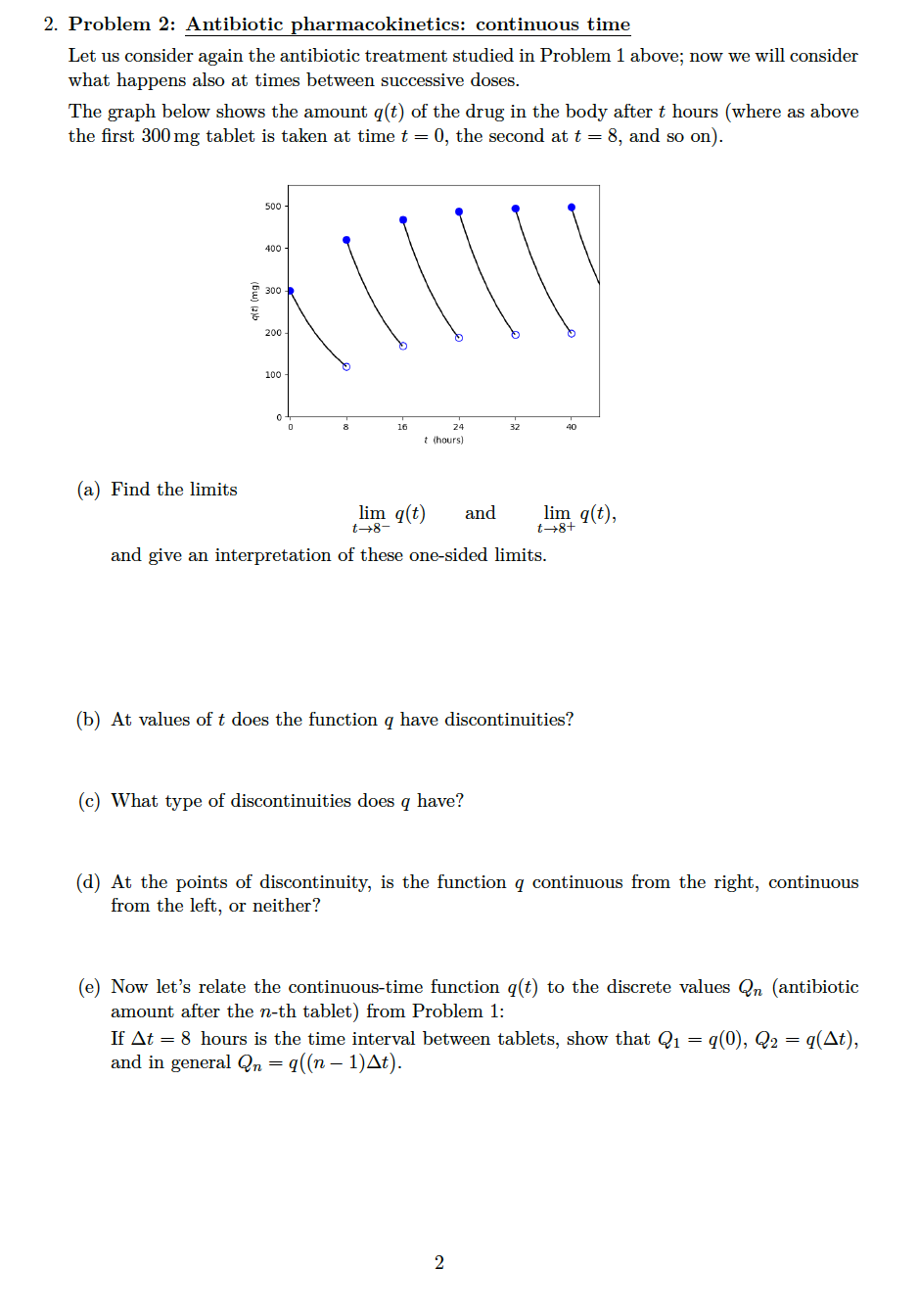 2. Problem 2: Antibiotic pharmacokinetics: continuous | Chegg.com