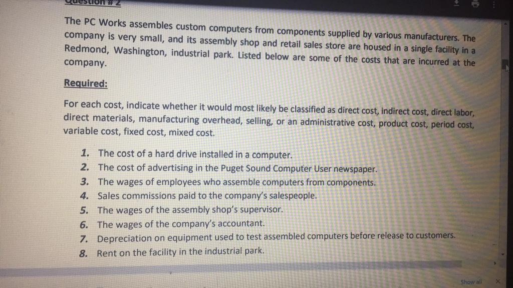 Solved сесопна The PC Works assembles custom computers from | Chegg.com