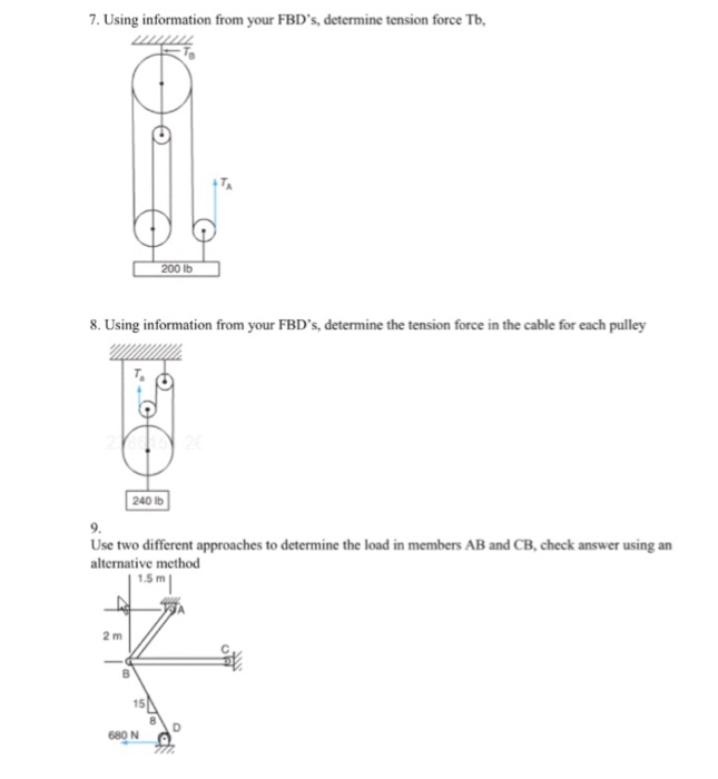 Solved 7. Using information from your FBD's, determine | Chegg.com
