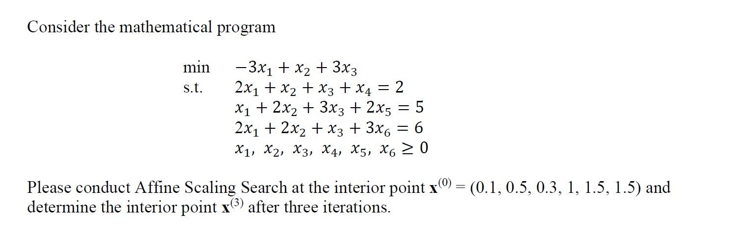 Consider the mathematical program min s.t. | Chegg.com