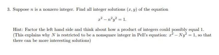 Solved 3. Suppose n is a nonzero integer. Find all integer | Chegg.com