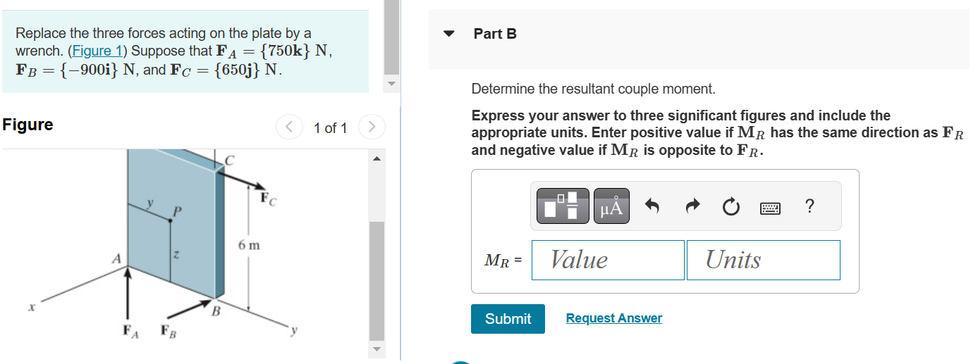 Solved Replace the three forces acting on the plate by a | Chegg.com