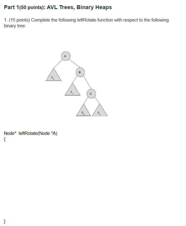 Solved Part 1(50 points): AVL Trees, Binary Heaps 1. (15 | Chegg.com Solved Part 1(50 points): AVL Trees, Binary Heaps 1. (15 | Chegg.com