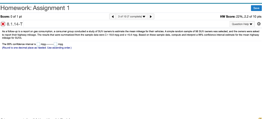Solved Homework Assignment 1 Save Score 0 Of 1 Pt 3 Of 10