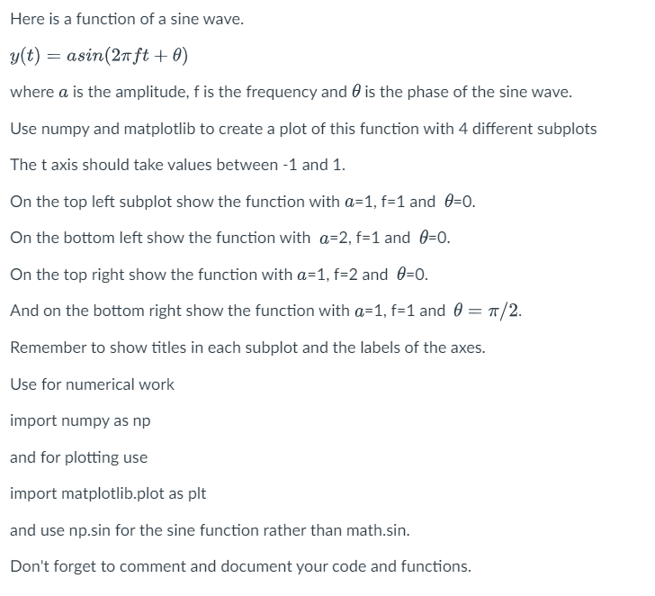 Solved Here is a function of a sine wave. y(t) = asin(21 ft | Chegg.com