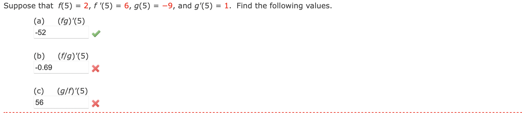 Solved Suppose That F 5 2 F 5 6 G 5 9 And