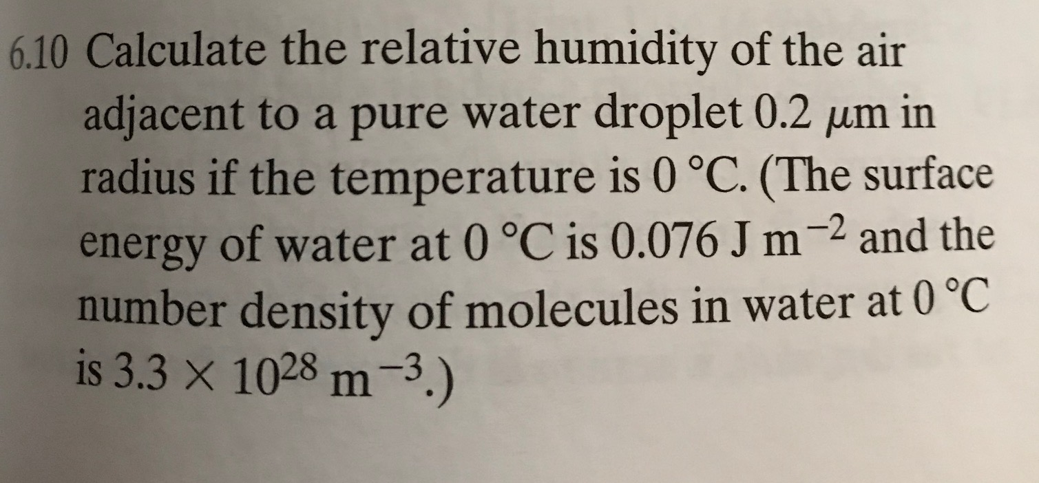 Solved 6.10 Calculate the relative humidity of the air | Chegg.com