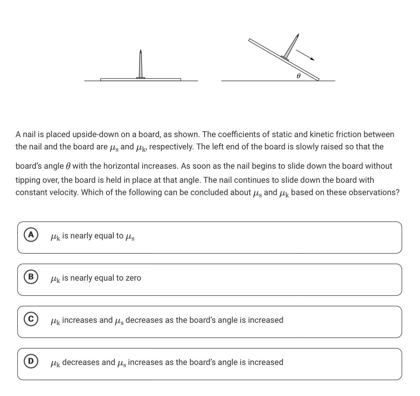Solved A nail is placed upside-down on a board, as shown. | Chegg.com
