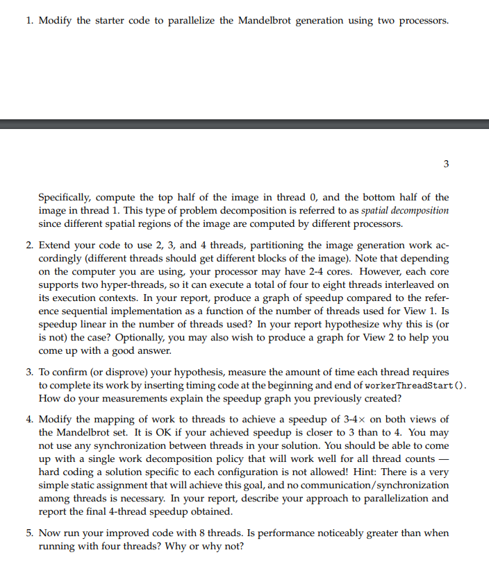 Solved Program 1: Parallel Fractal Generation Using Threads | Chegg.com