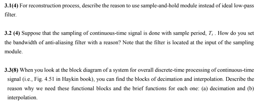 Solved 3.1(4) For reconstruction process, describe the | Chegg.com