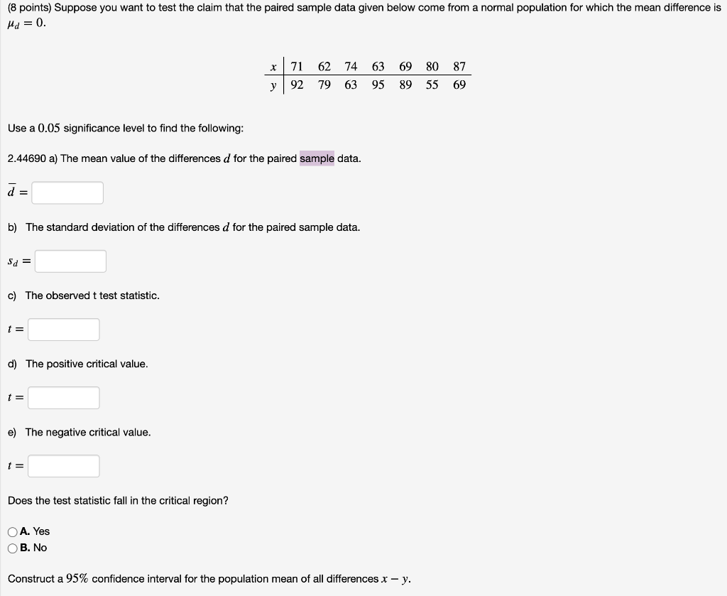 Solved 8 Points Suppose You Want To Test The Claim That 