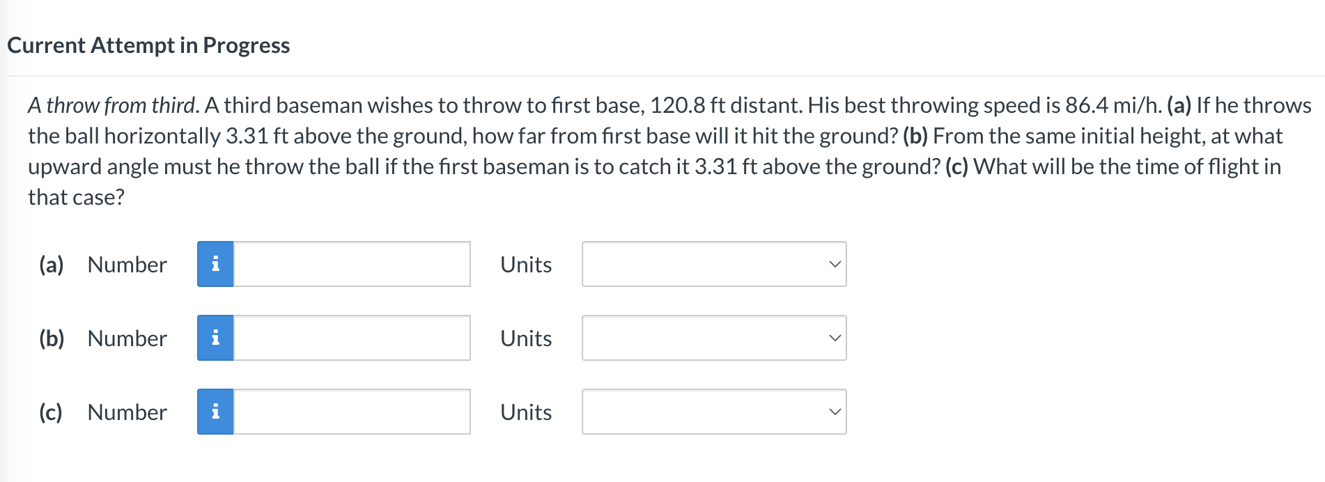 Solved Current Attempt in ProgressA throw from third. A | Chegg.com