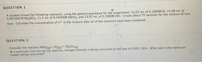 Solved QUESTION 1 A student mixed the following reactants, | Chegg.com
