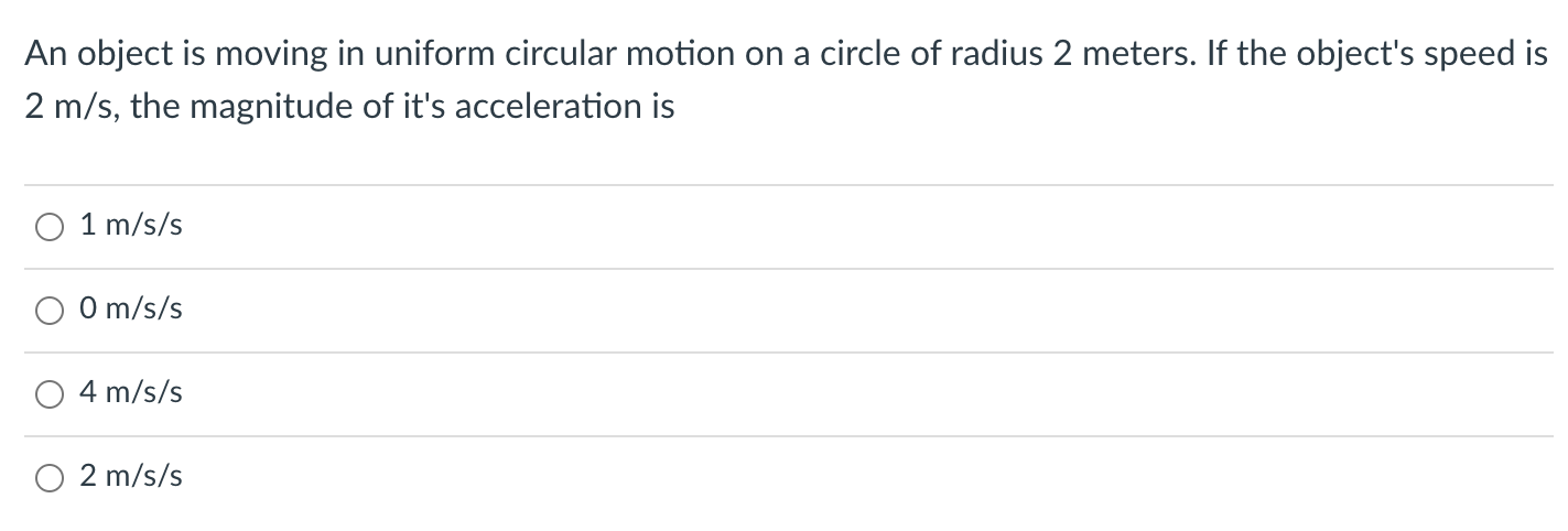 Solved An object is moving in uniform circular motion on a | Chegg.com