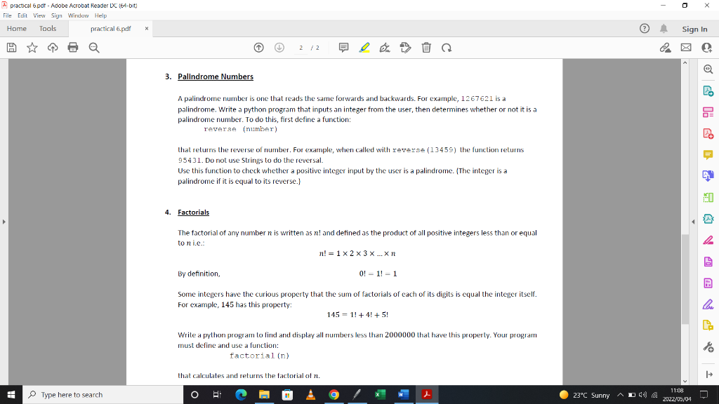 Solved practical 6 pdf - Adobe Acrobat Reader DC (64-bit) | Chegg.com