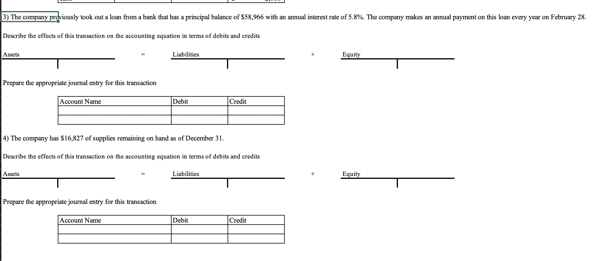 Solved Describe the effects of this transaction on the | Chegg.com