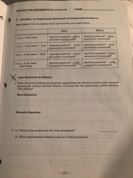 Solved REPORT FOR EXPERIMENT 4 (continued) NAME QUESTIONS | Chegg.com
