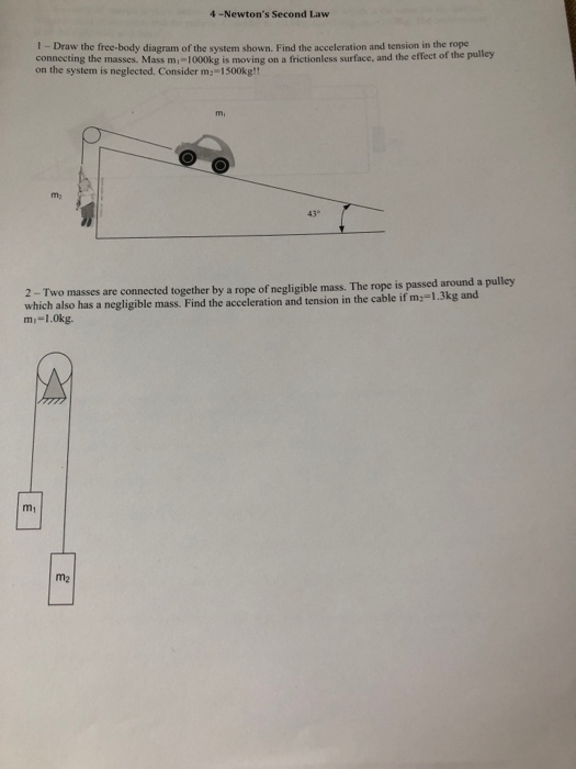 Solved 4-Newton's Second Law 1- Draw the free-body diagram | Chegg.com