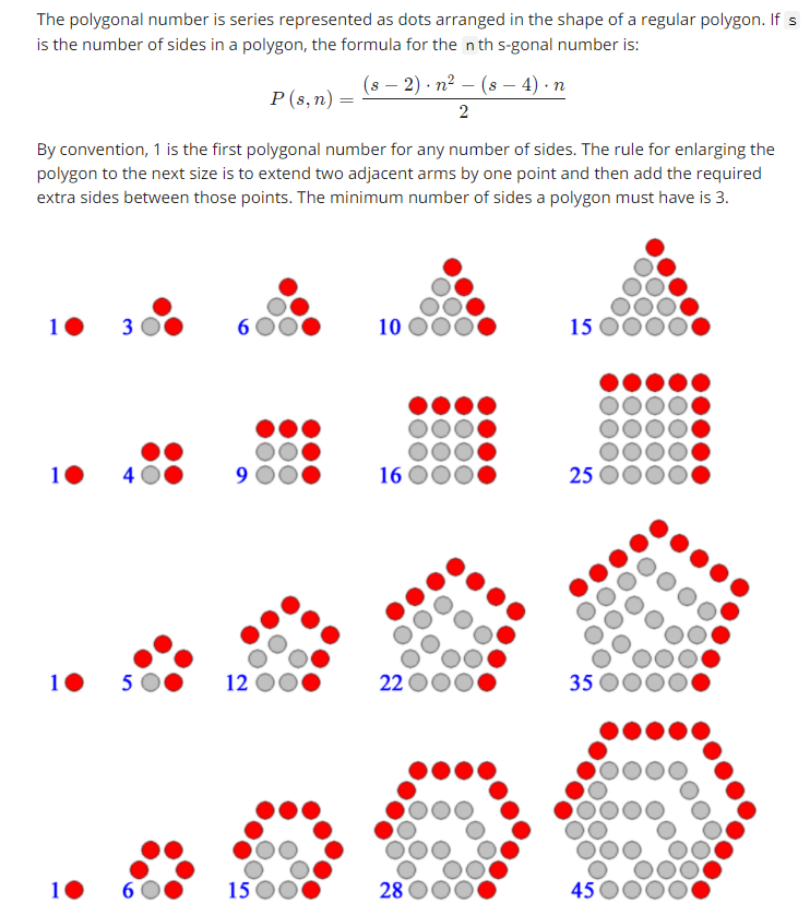 The polygonal number is series represented as dots | Chegg.com
