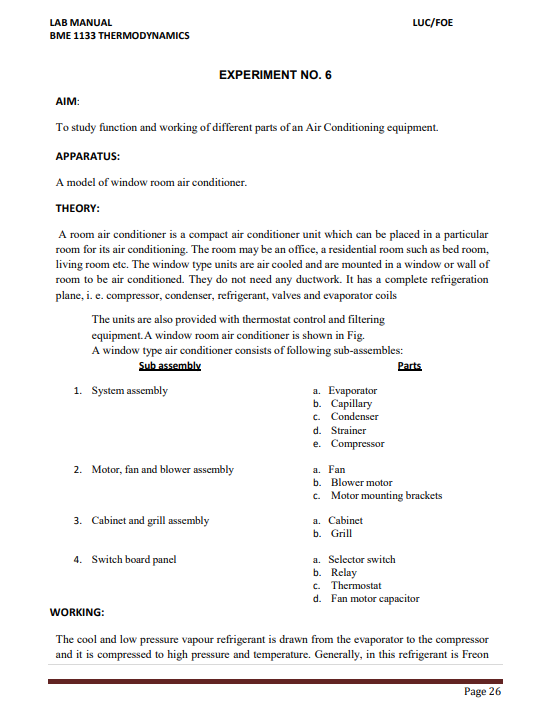 Solved LUC/FOE LAB MANUAL BME 1133 THERMODYNAMICS EXPERIMENT | Chegg.com