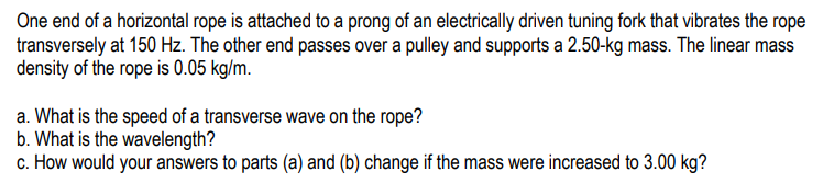 Solved One end of a horizontal rope is attached to a prong | Chegg.com