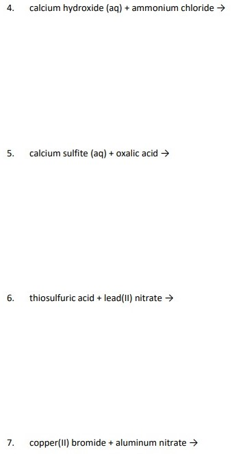 Solved 4. calcium hydroxide (aq) + ammonium chloride → 5. | Chegg.com