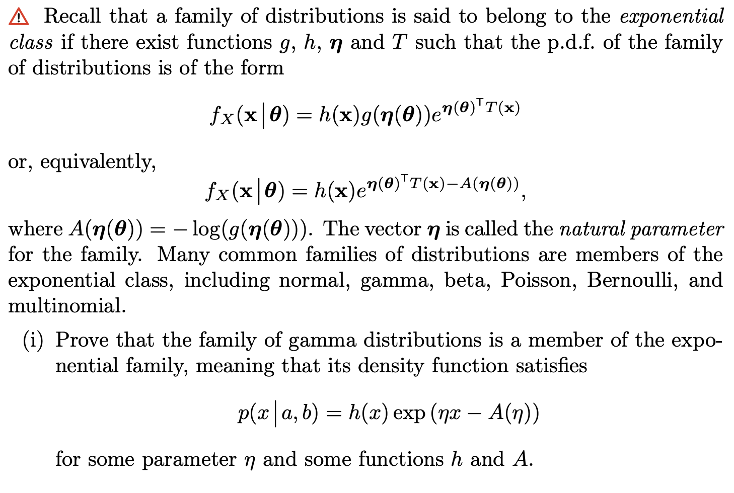 Solved 1 Recall that a family of distributions is said to | Chegg.com