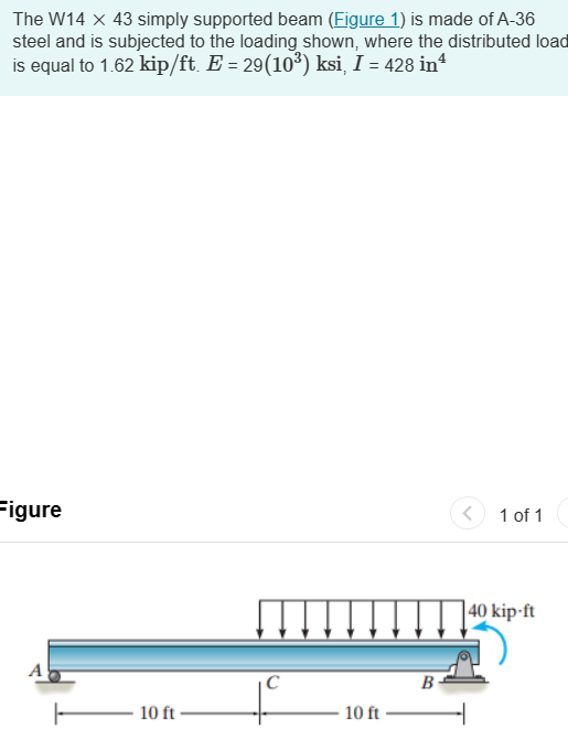 [Solved]: The W14 43 simply supported beam is made of A36