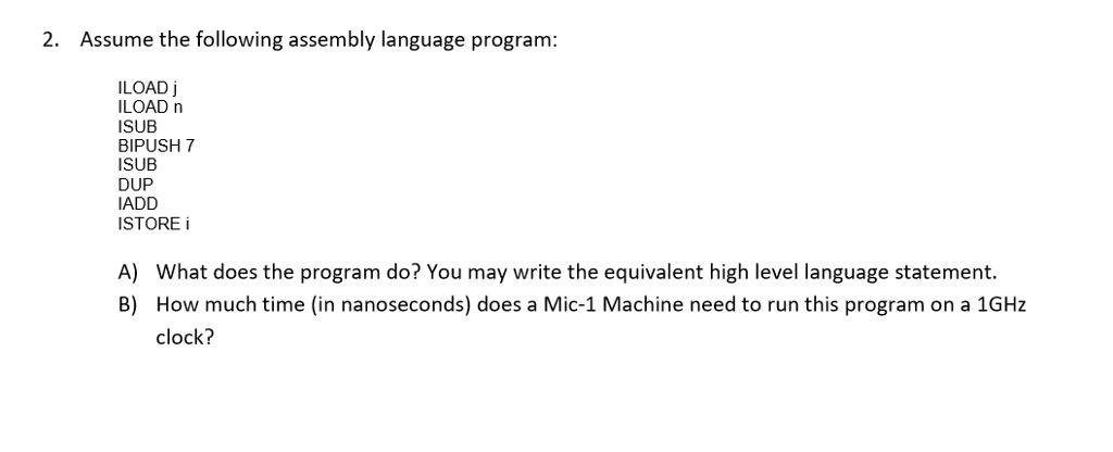 2. Assume the following assembly language program | Chegg.com