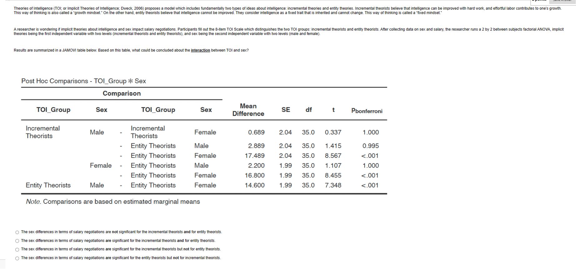 Results Are Summarized In A Jamovi Table Below Based 7116