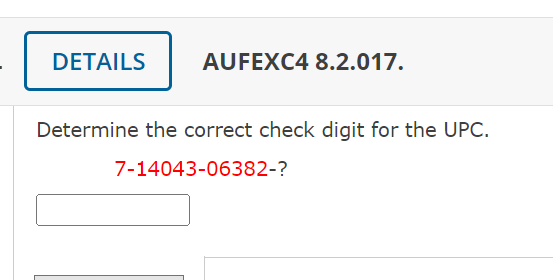 Solved Determine the correct check digit for the UPC. | Chegg.com