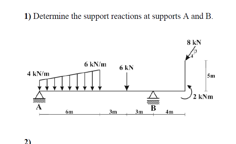 Solved by an EXPERT 1) ﻿Determine the support reactions at supports ...