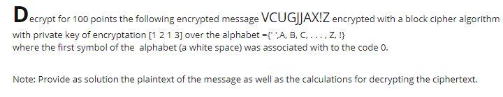 Solved ecrypt with private key of encryptation (1 213] over | Chegg.com