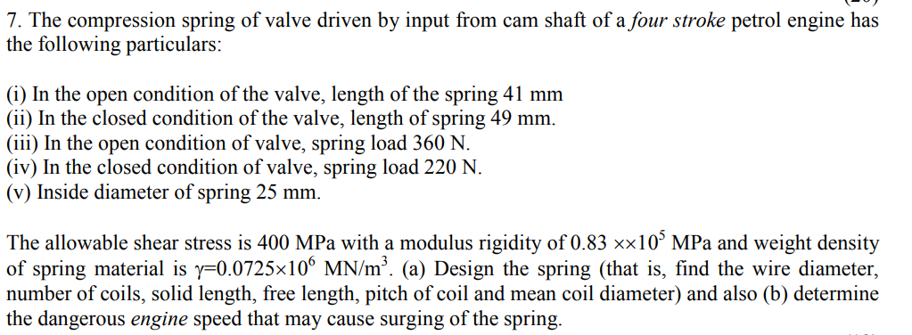 Solved The compression spring of valve driven by input from | Chegg.com