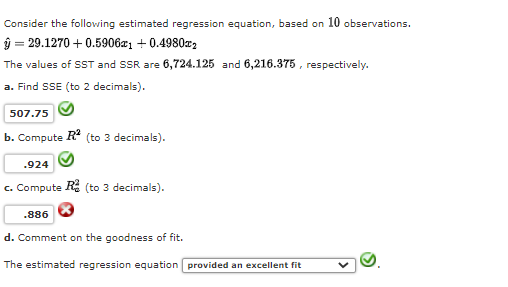 Solved Consider the following estimated regression equation, | Chegg.com Solved Consider the following estimated regression equation, | Chegg.com