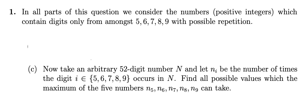 Solved 1. In all parts of this question we consider the | Chegg.com