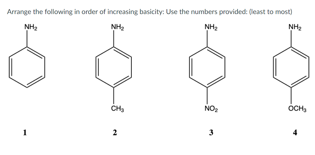 Solved Arrange the following in order of increasing | Chegg.com