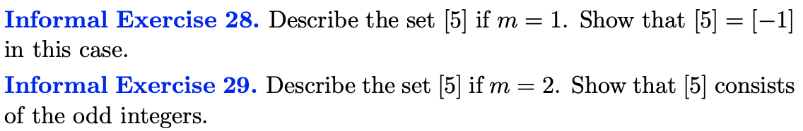 Solved Informal Exercise 28. Describe the set [5] if m=1. | Chegg.com