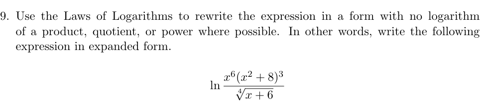 Solved Use the Laws of Logarithms to rewrite the expression | Chegg.com