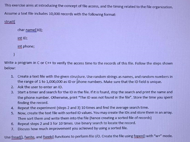 Solved This exercise aims at introducing the concept of file | Chegg.com