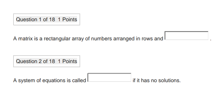 Solved Question 1 of 18 1 Points A matrix is a rectangular | Chegg.com