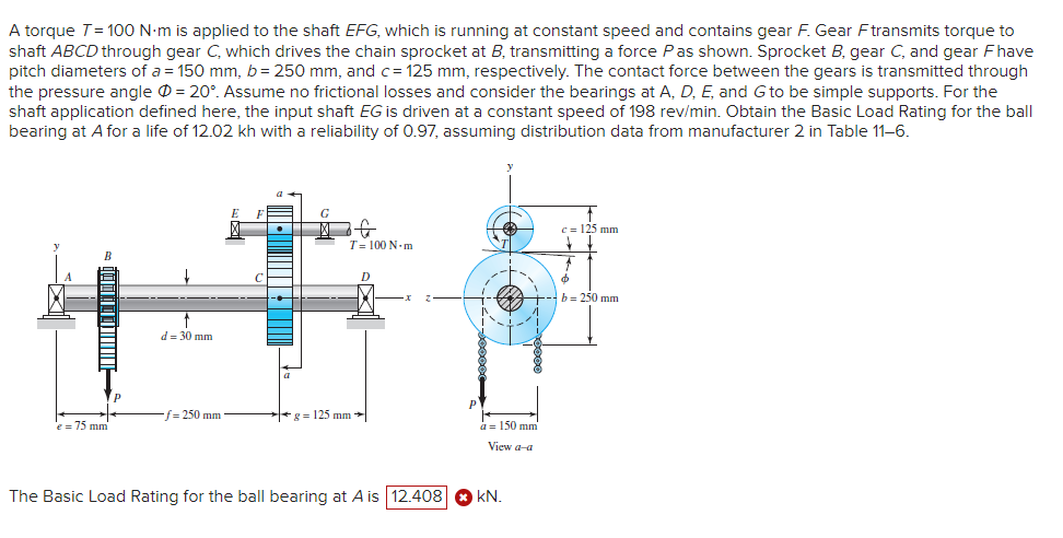 Solved A torque T=100 N⋅m is applied to the shaft EFG, which | Chegg.com