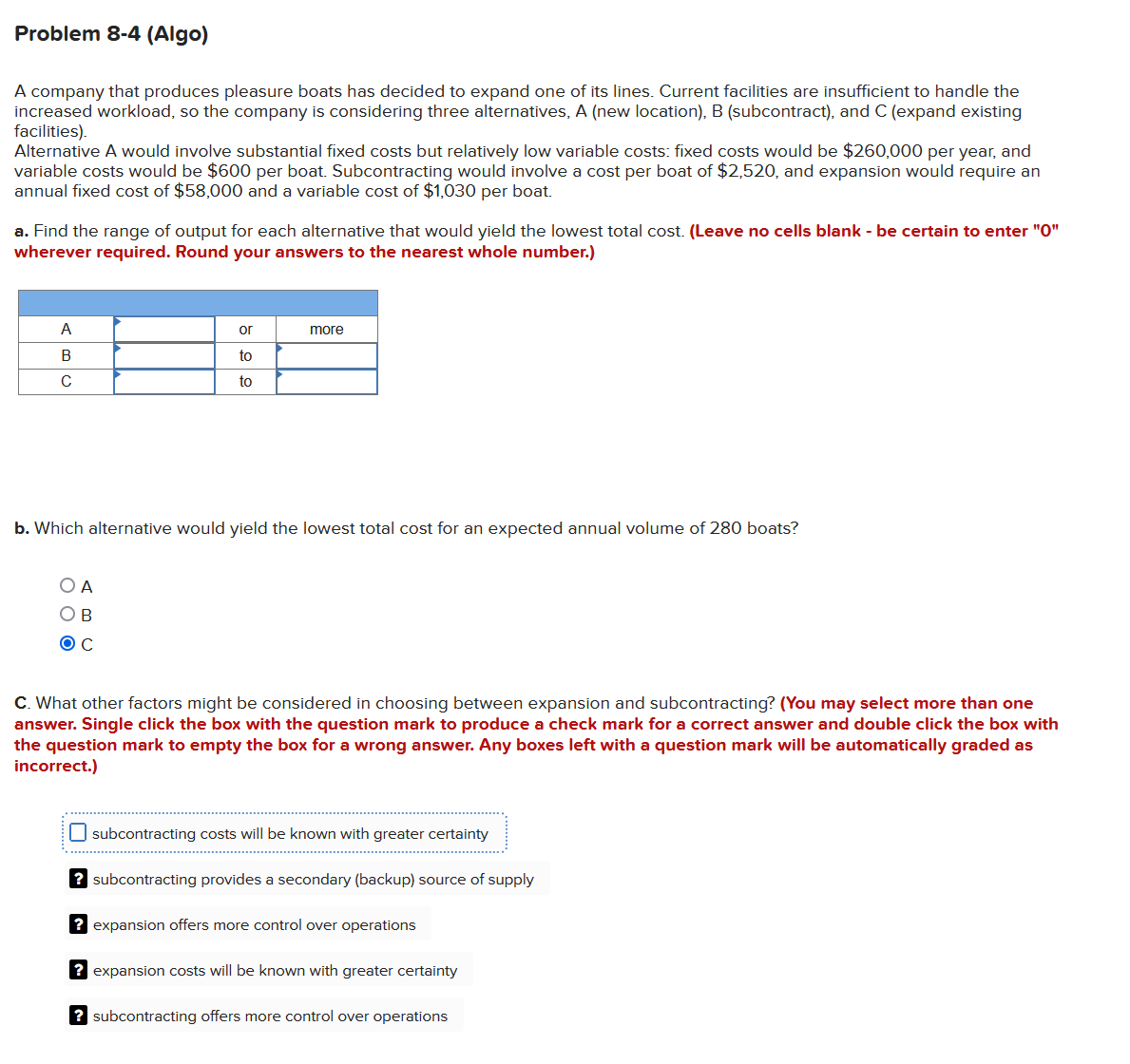 Solved Problem 8-4 (Algo)A company that produces pleasure | Chegg.com
