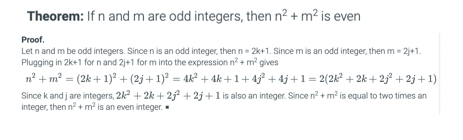Solved Theorem: If n and m are odd integers, then n2 + m2 is | Chegg.com