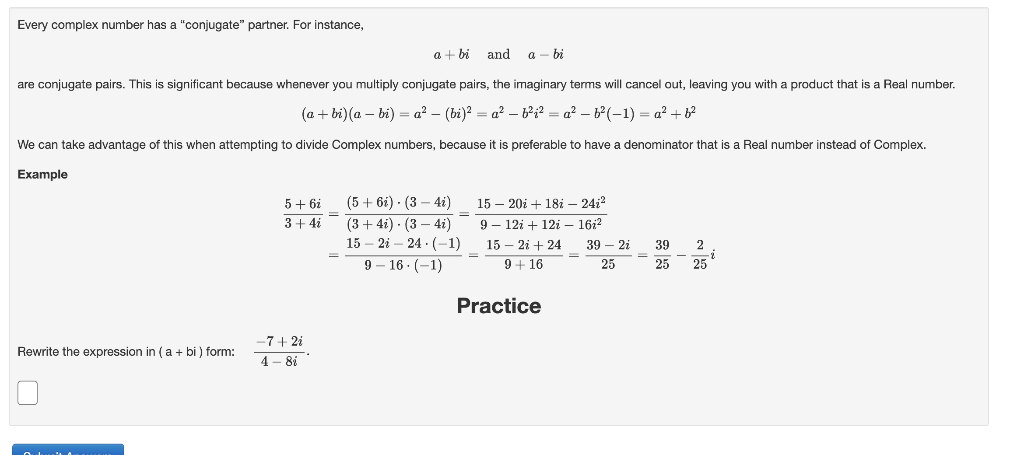Solved Every complex number has a "conjugate" partner. For | Chegg.com ...