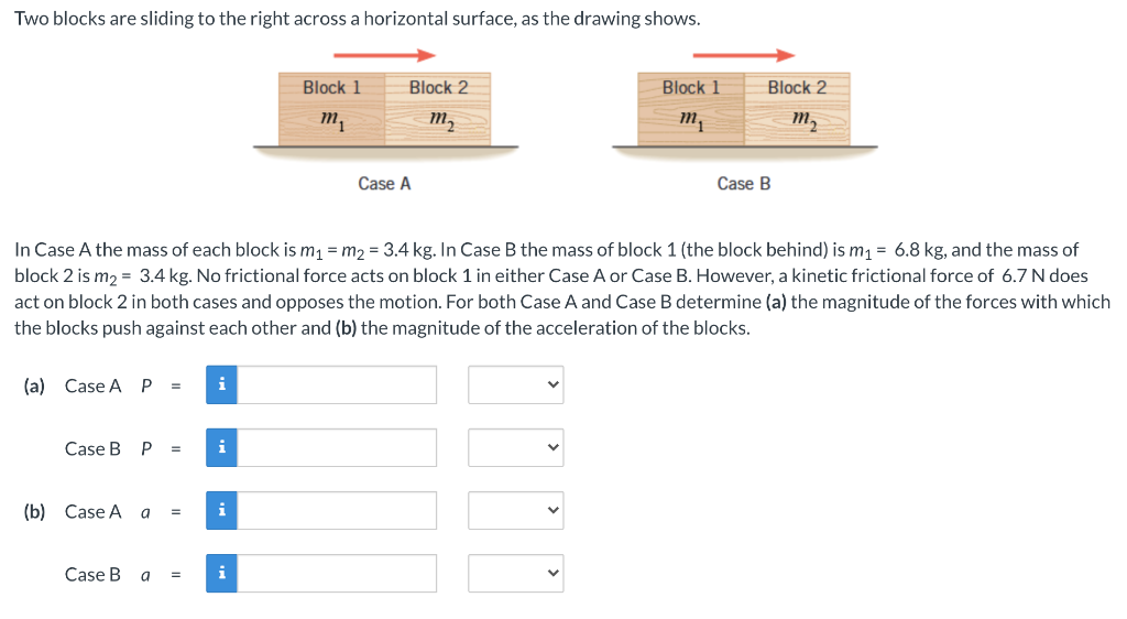 Solved Two blocks are sliding to the right across a | Chegg.com